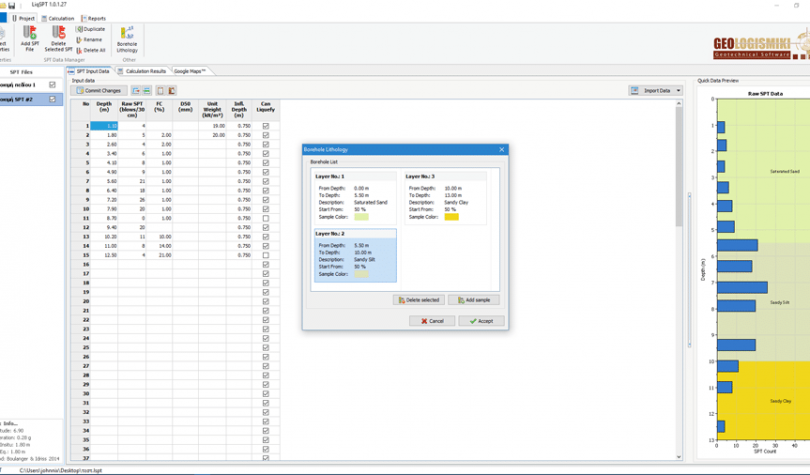 LiqSVs 2.0 – SPT & Vs liquefaction analysis software - GeoLogismiki